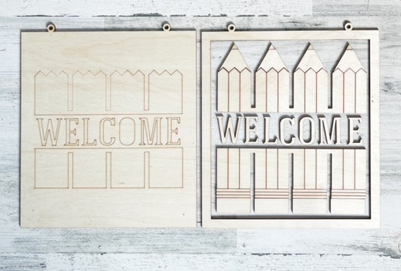 Welcome Pencil Sign SVG Laser File | Teacher Gift (digital Download) - Etsy