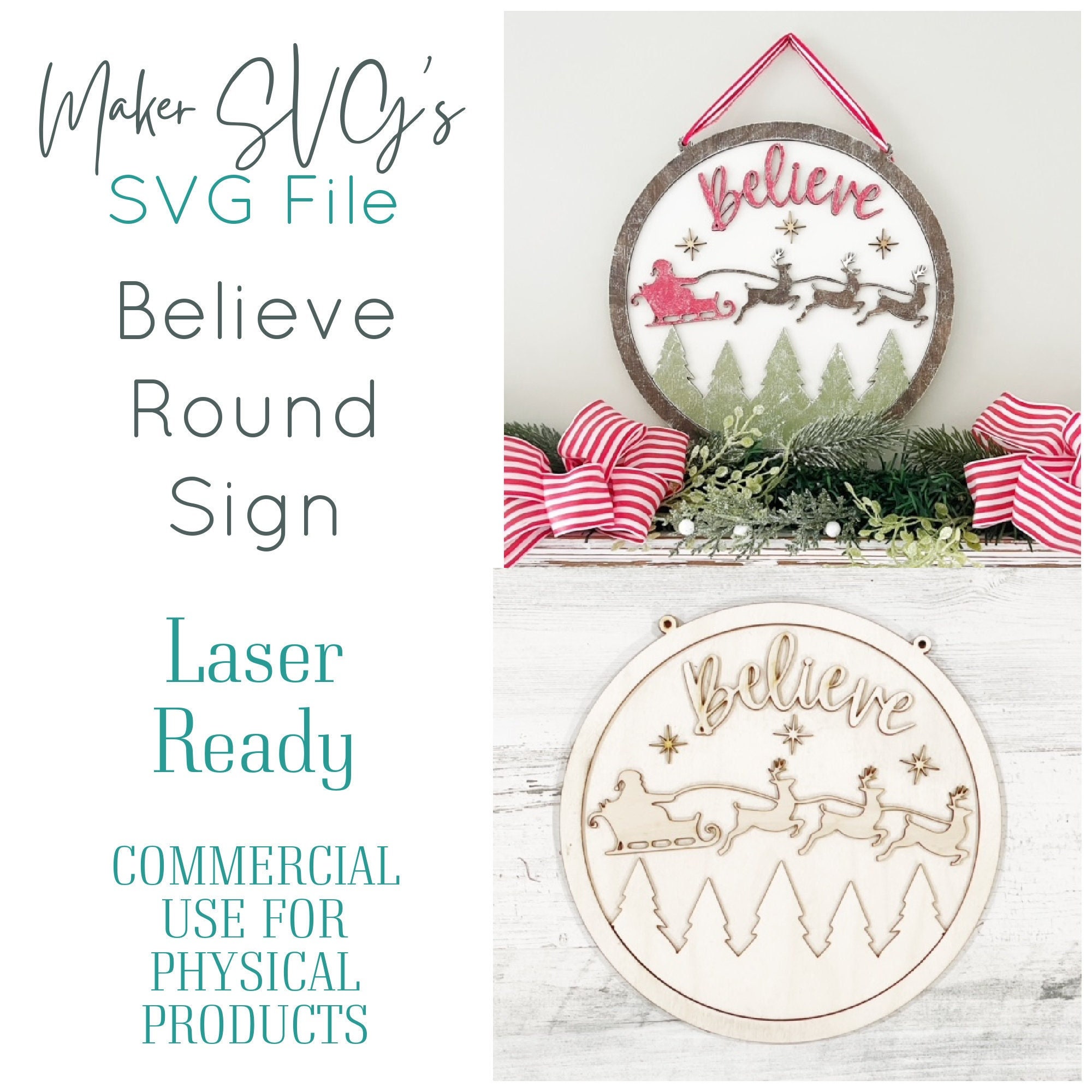 Believe Santa Sign SVG SVG Laser File Laser SVG - Etsy