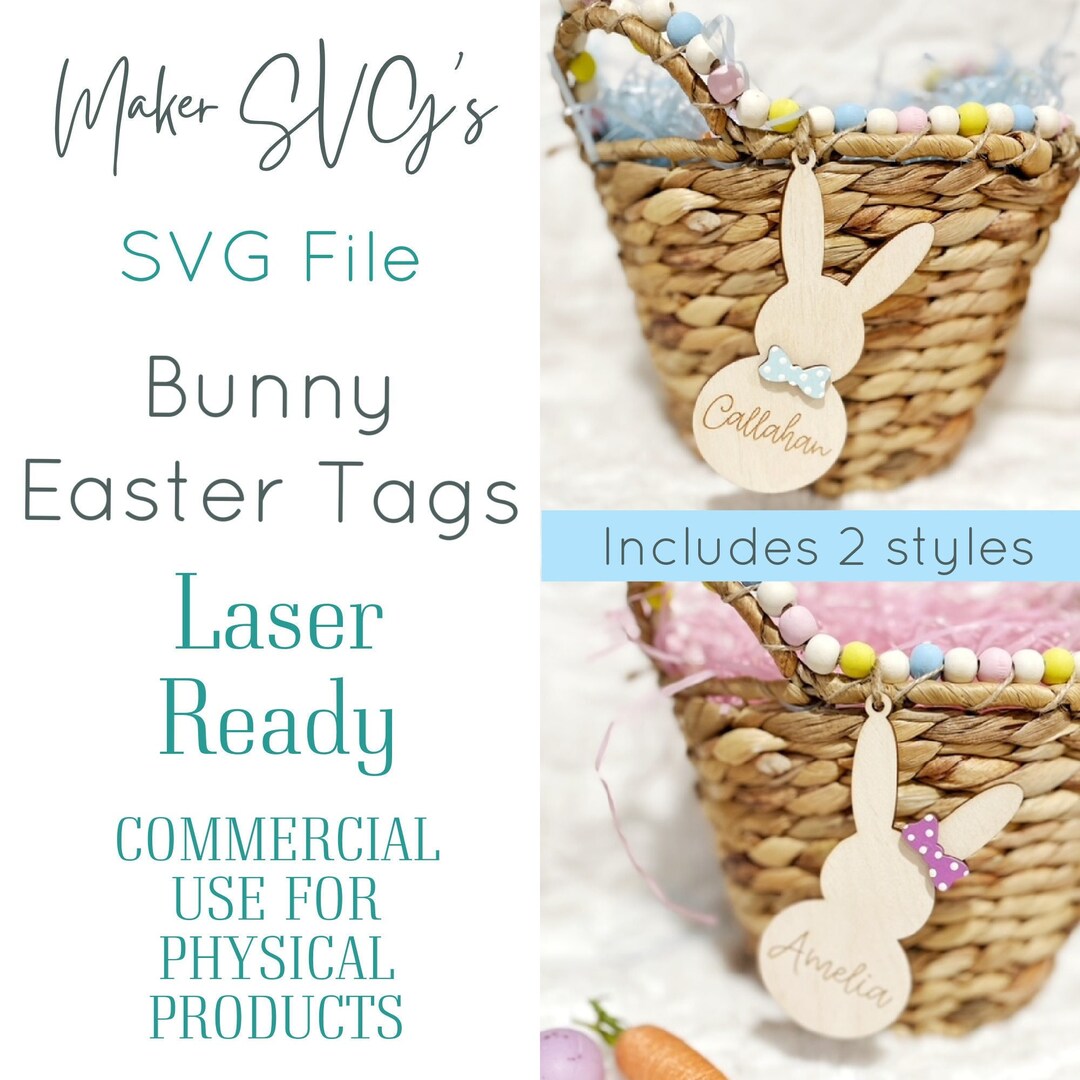 Bunny Easter Tag Laser File | Laser SVG | Easter Tag Svg | Basket Tag ...