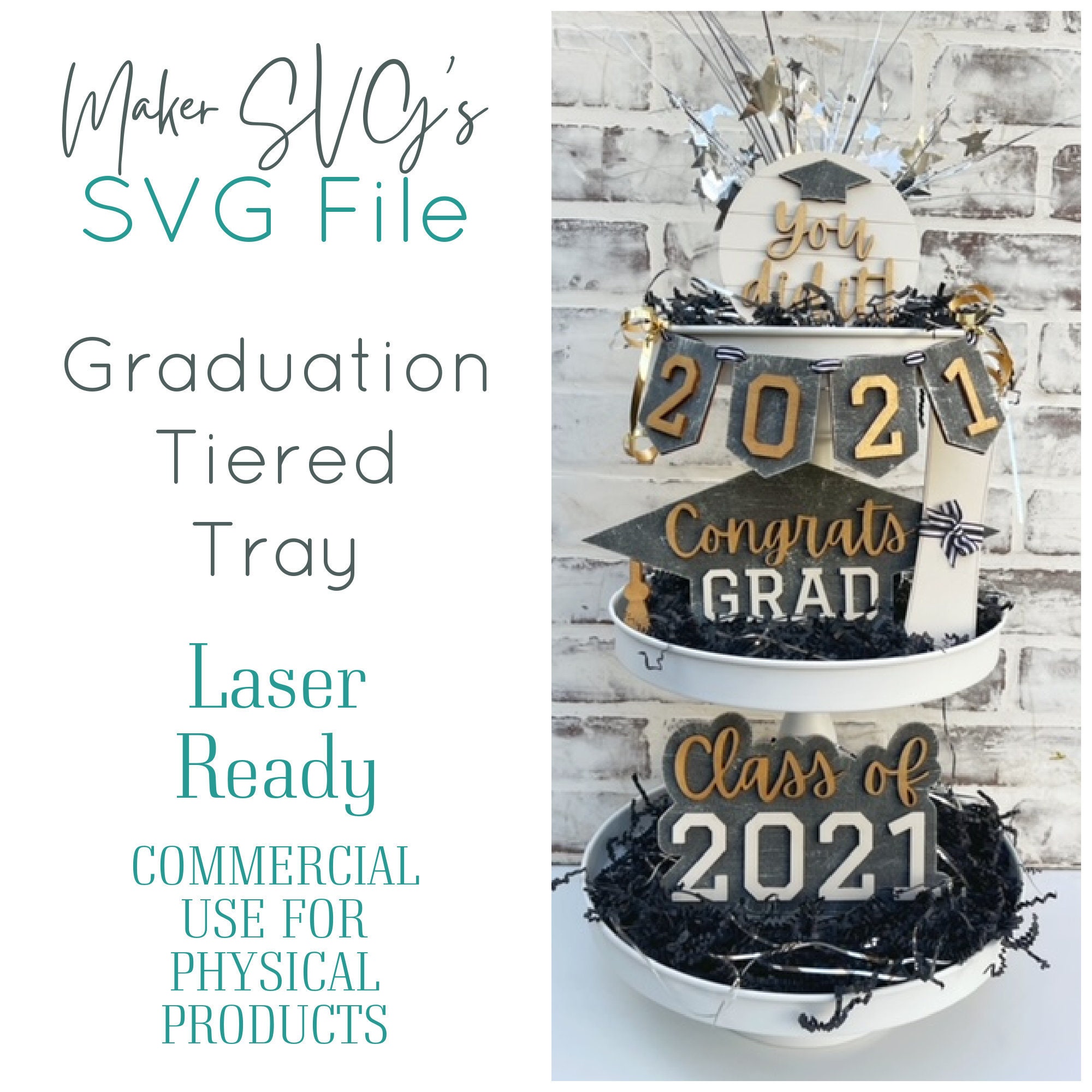 Graduation Tiered Tray SVG Laser File Laser SVG Senior SVG - Etsy