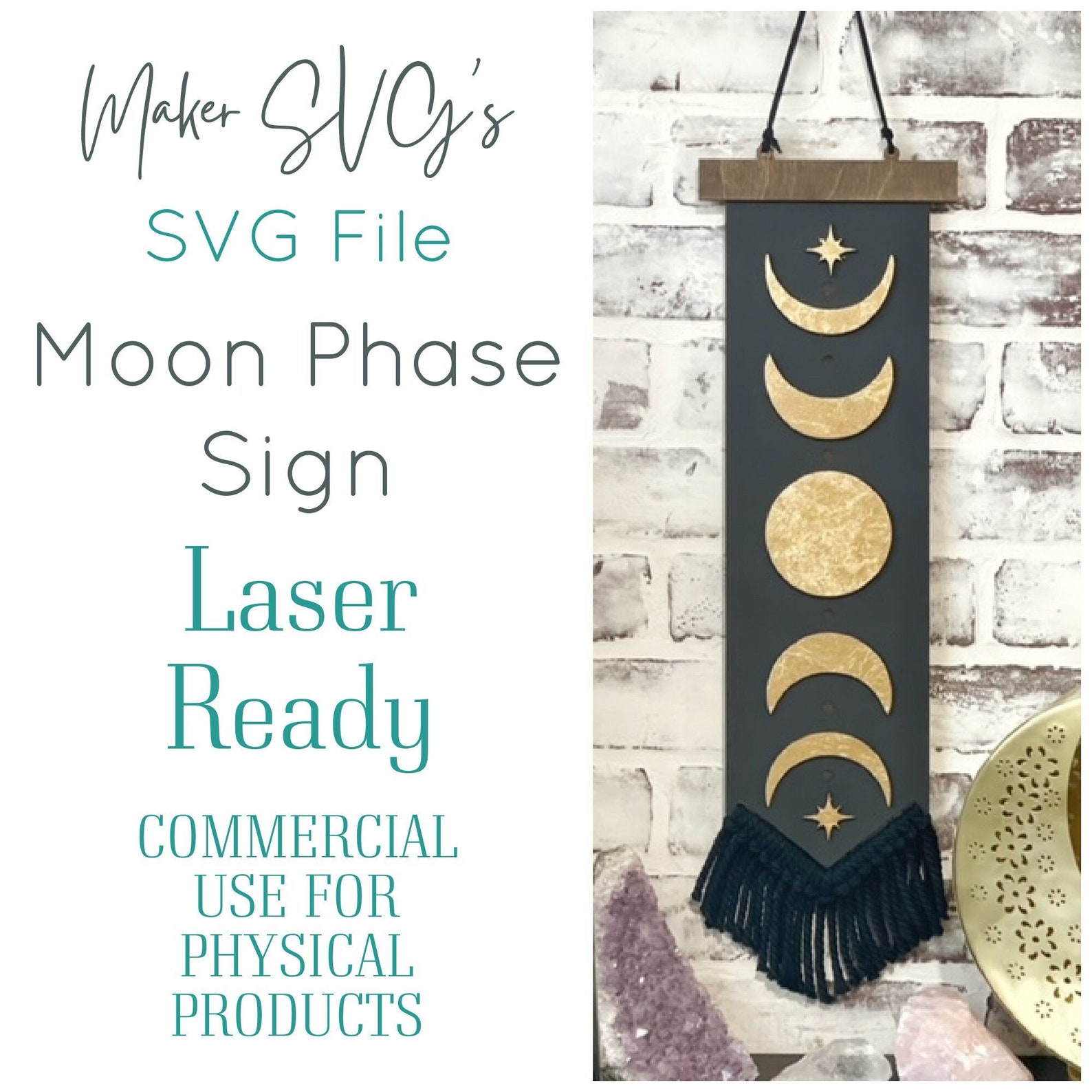 Moon Phase Laser File Halloween SVG Laser SVG Boho Laser - Etsy