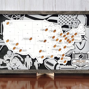 Football Stadium Map Stadium Tracker, Football Trip Tracker, NFL Travel ...