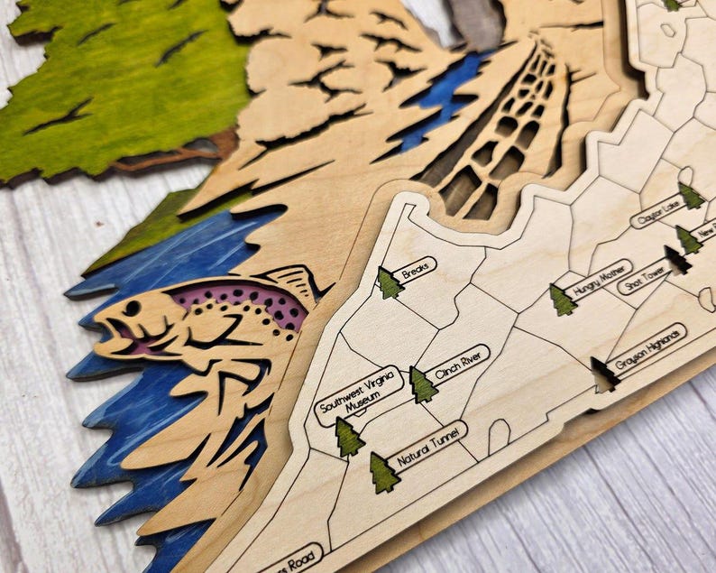 Personalized Virginia State Parks Map Tracker, Wooden Travel Gift for ...