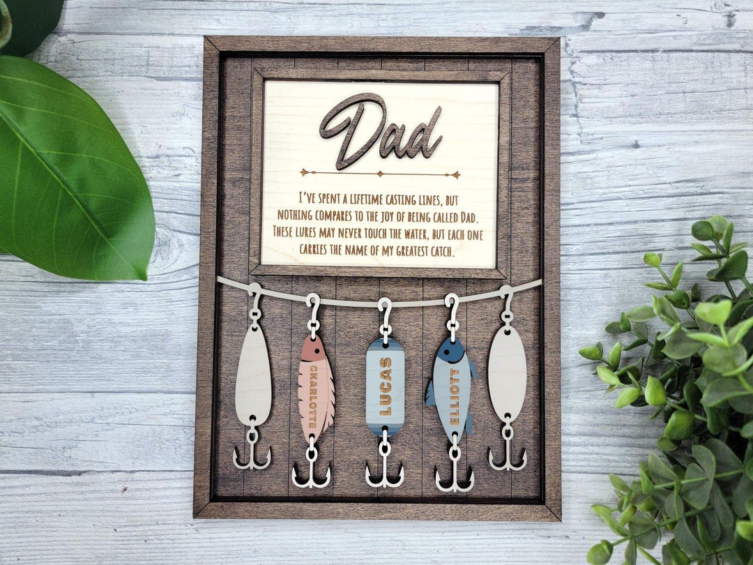 Personalized Fishing Sign for Dad - Custom Engraved Wooden, Unique ...