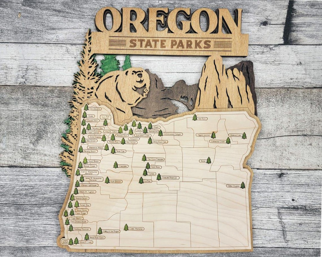 Oregon State Parks Map, State Parks Marker, Personalized Oregon State ...