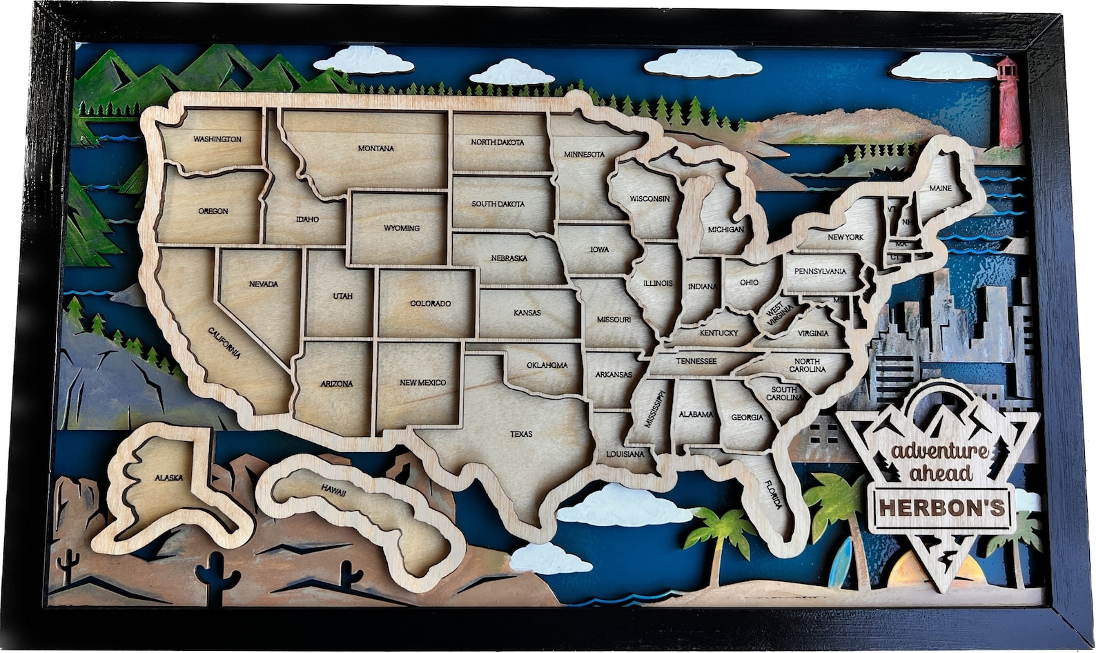 Personalized US Travel Map US Travel Map Travel Map Tracker - Etsy