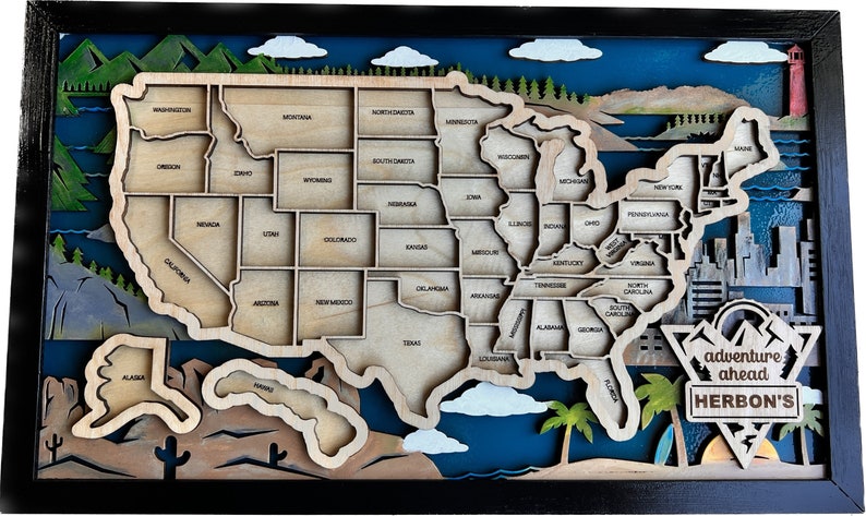 Personalized US Travel Map, US Travel Map, Travel Map Tracker, Family ...