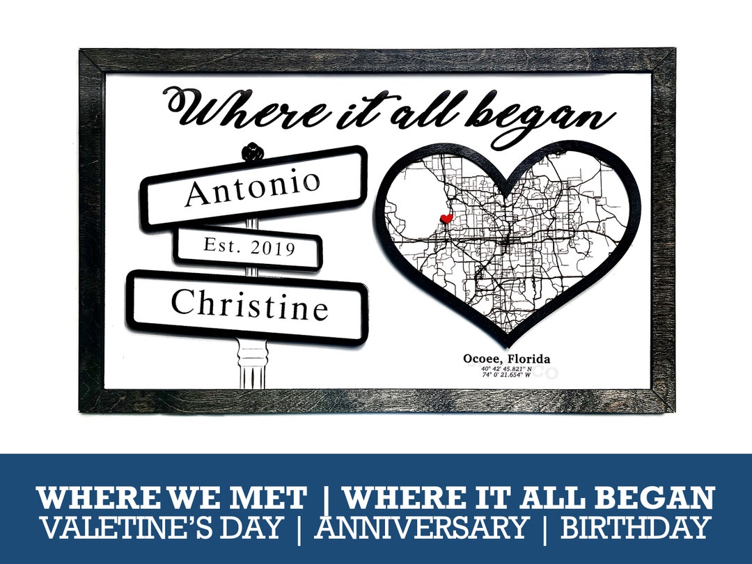 Custom Personalized Where It All Began Map Sign Perfect - Etsy