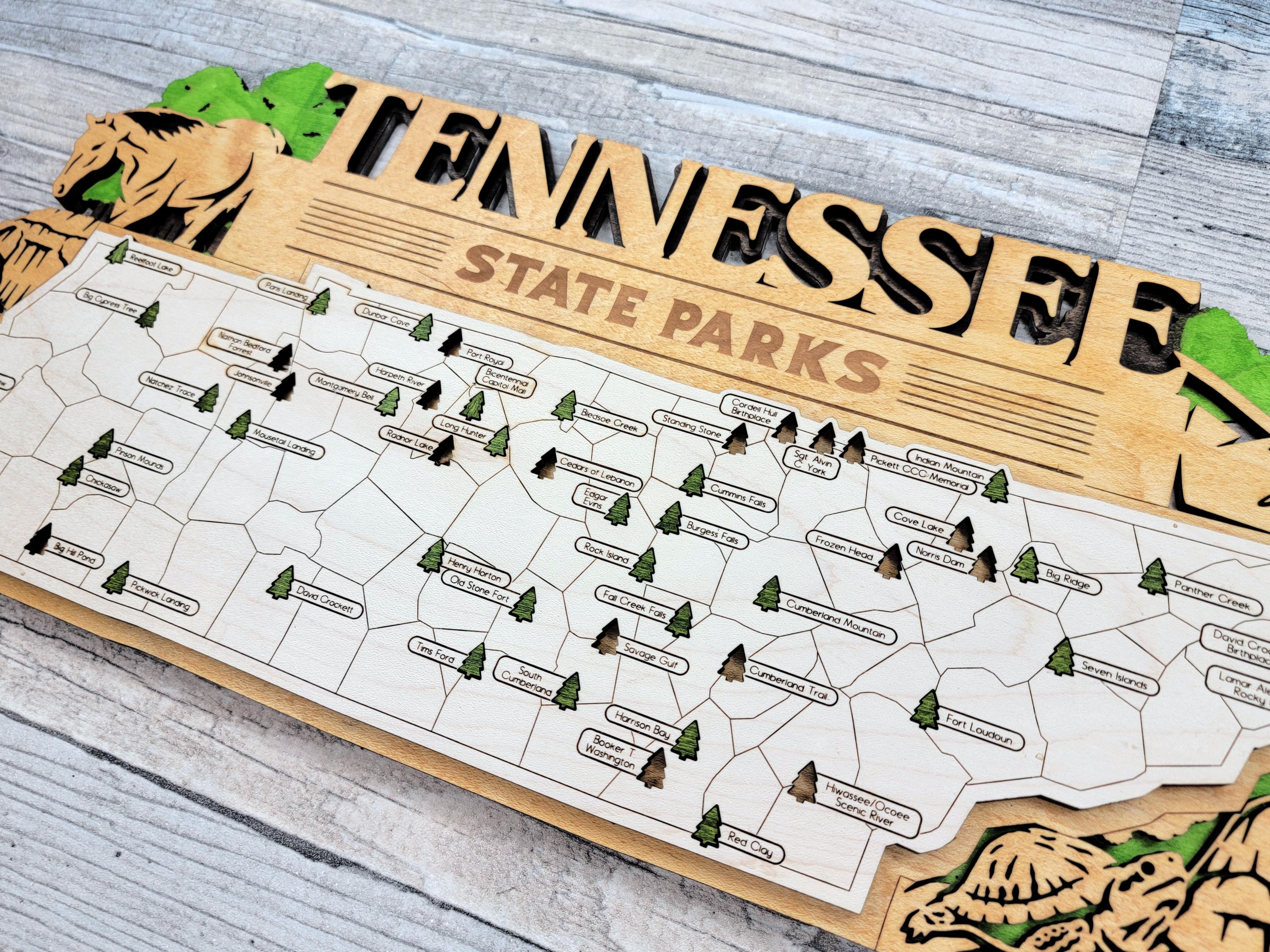 Tennessee State Parks Map, State Parks Marker, Personalized Tennessee ...