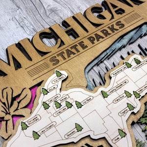 Michigan State Parks Map, State Parks Marker, Personalized Michigan ...