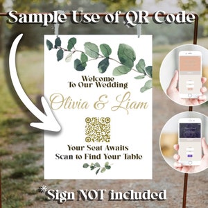 Digital QR Code Wedding Seating Chart, Wedding Chart, Scan QR for ...