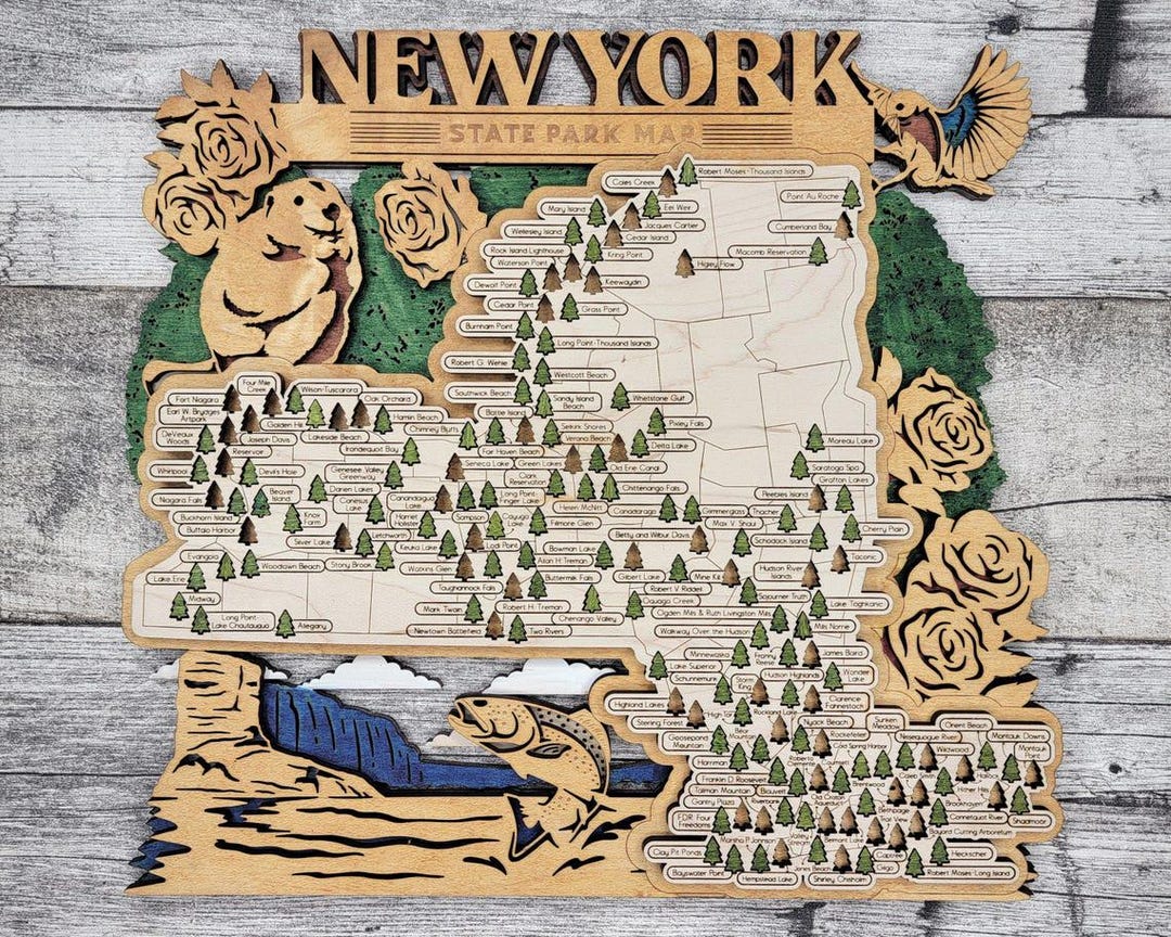 New York State Parks Map, State Parks Marker Personalized, New York ...