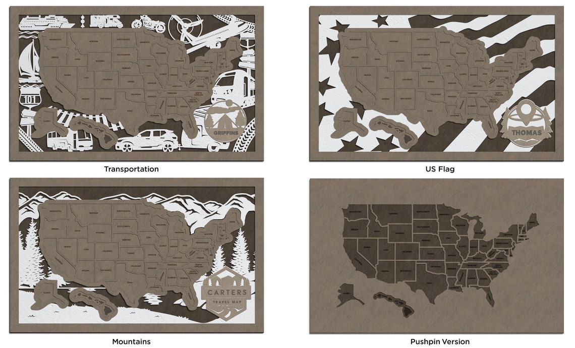 Personalized US Travel Map US Travel Map Travel Map Tracker - Etsy