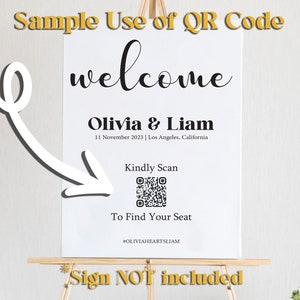 Digital QR Code Wedding Seating Chart, Wedding Chart, Scan QR for ...