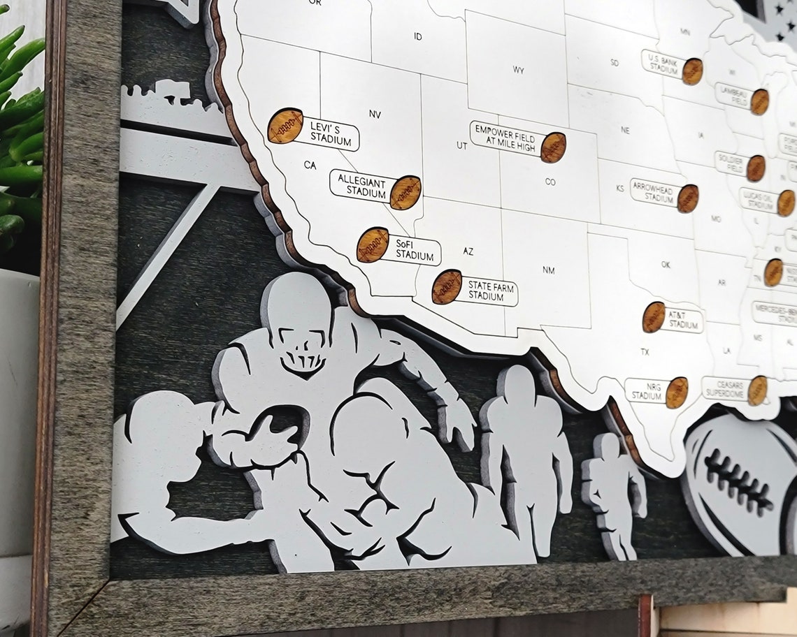 Football Stadium Map Stadium Tracker Football Trip Tracker - Etsy