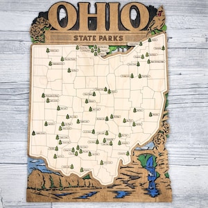 Ohio State Parks Map, State Parks Marker, Personalized Ohio State Park ...