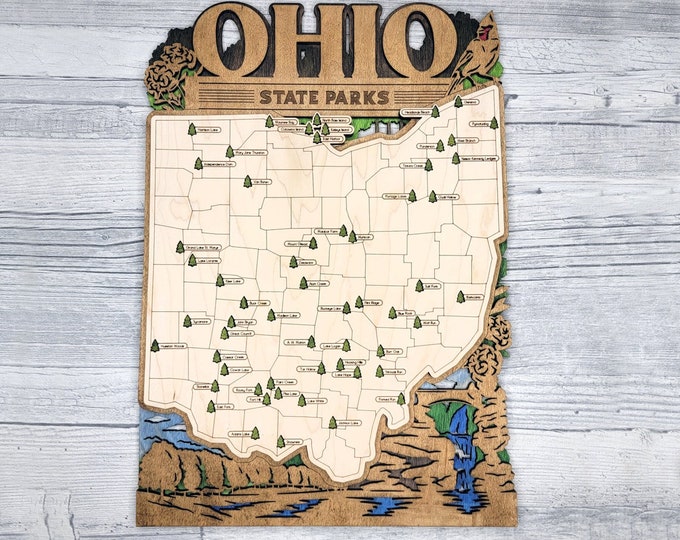 Ohio State Parks Map Printable 16x20, Gift for Hiker, Outdoor Art, Ohio ...