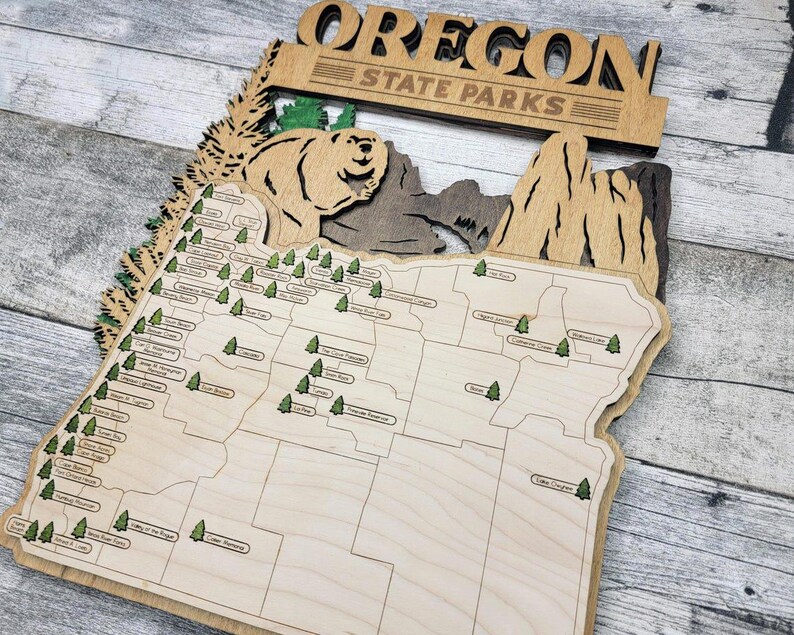 Oregon State Parks Map, State Parks Marker, Personalized Oregon State ...