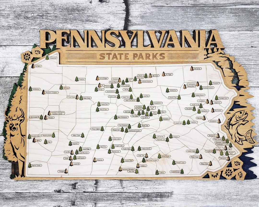 Pennsylvania State Parks Map, State Parks Marker Personalized ...