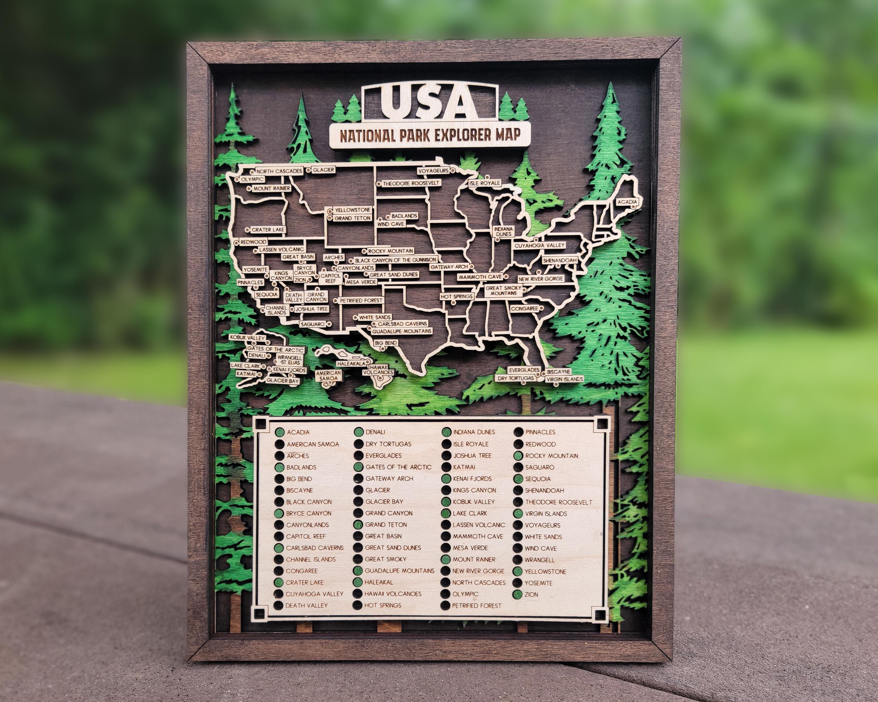 Personalized US National Parks Map: Wooden Travel Tracker, Home Decor ...