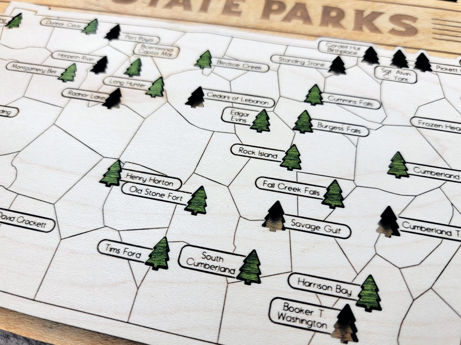 Tennessee State Parks Map, State Parks Marker, Personalized Tennessee ...