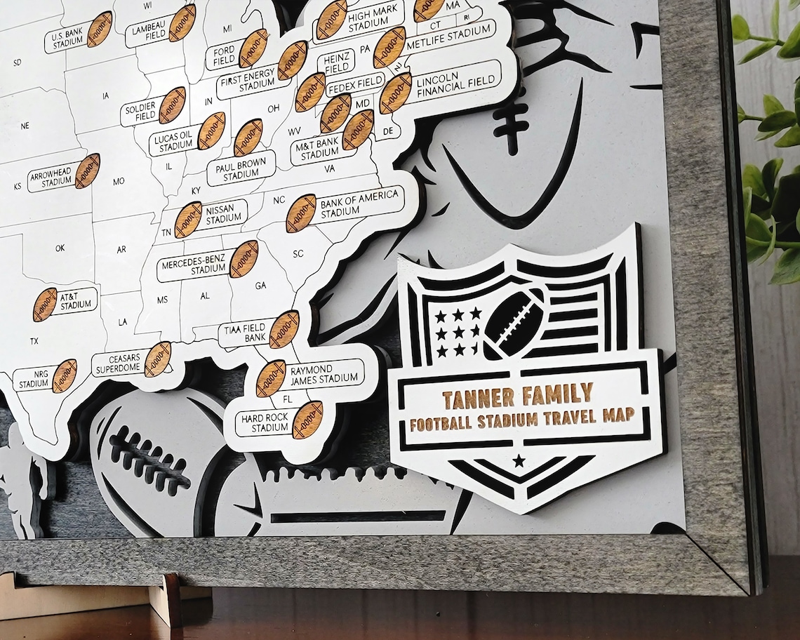 Football Stadium Map Stadium Tracker Football Trip Tracker - Etsy
