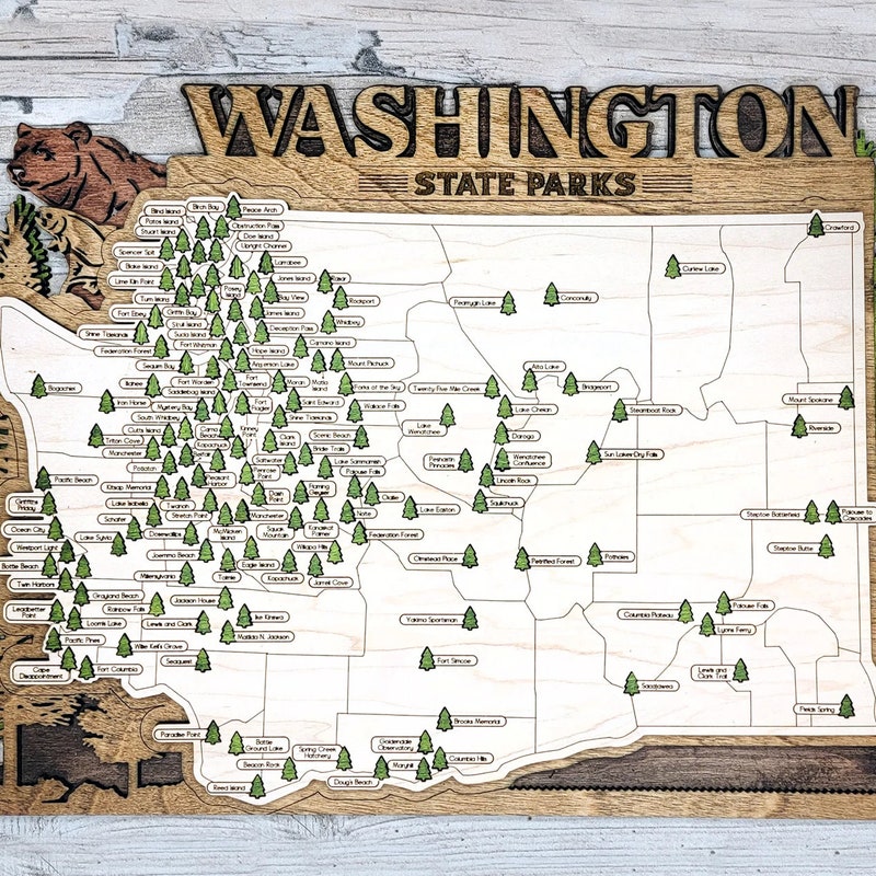 Map of Washington State - Etsy