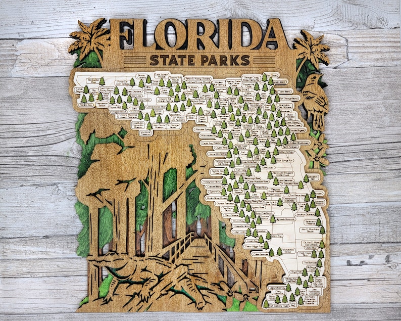 Florida State Parks Map, State Parks Marker, Personalized Florida State ...