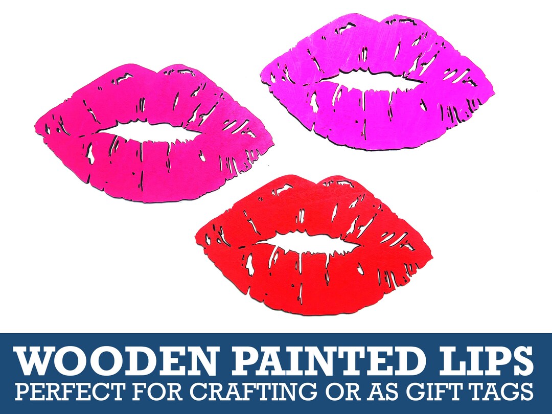 Wood Kiss Lips Cutout Decor Boutique or Vanity Wall Hanging Wooden ...