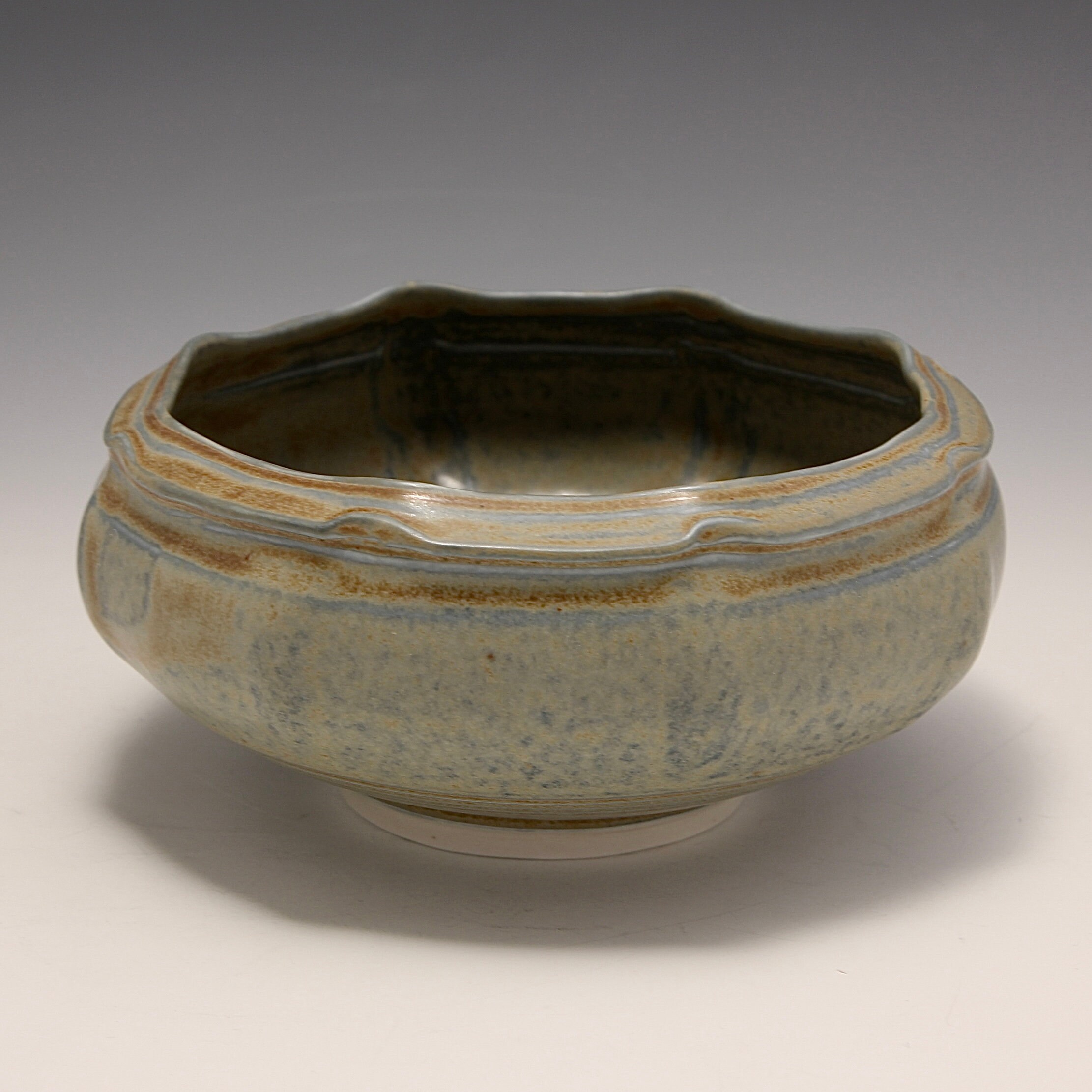 Wheel-thrown Porcelain Altered Rim Bowl With Blue Grey Glaze by Hsin ...