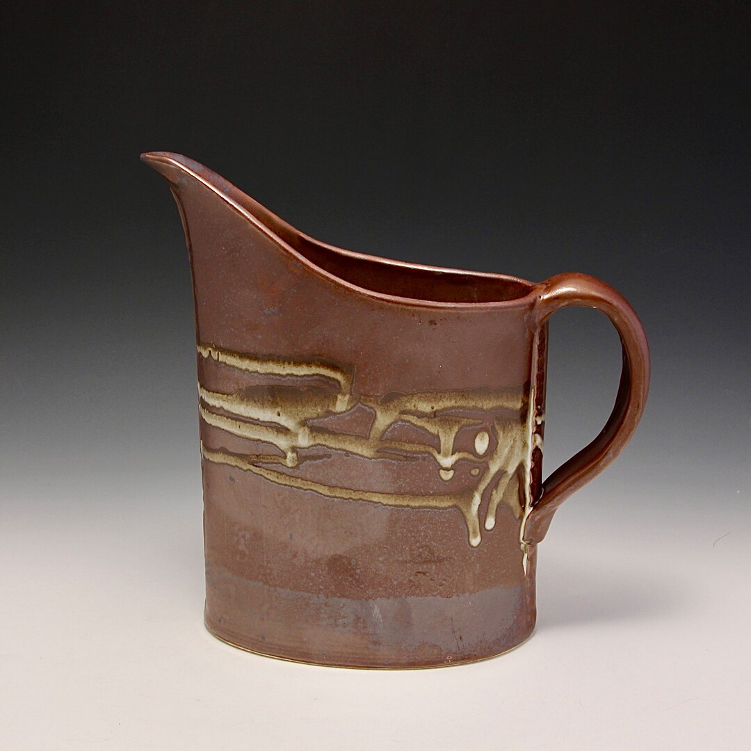 Slab/hand Built Stoneware Pitcher With Brown and White Glazes Made by ...