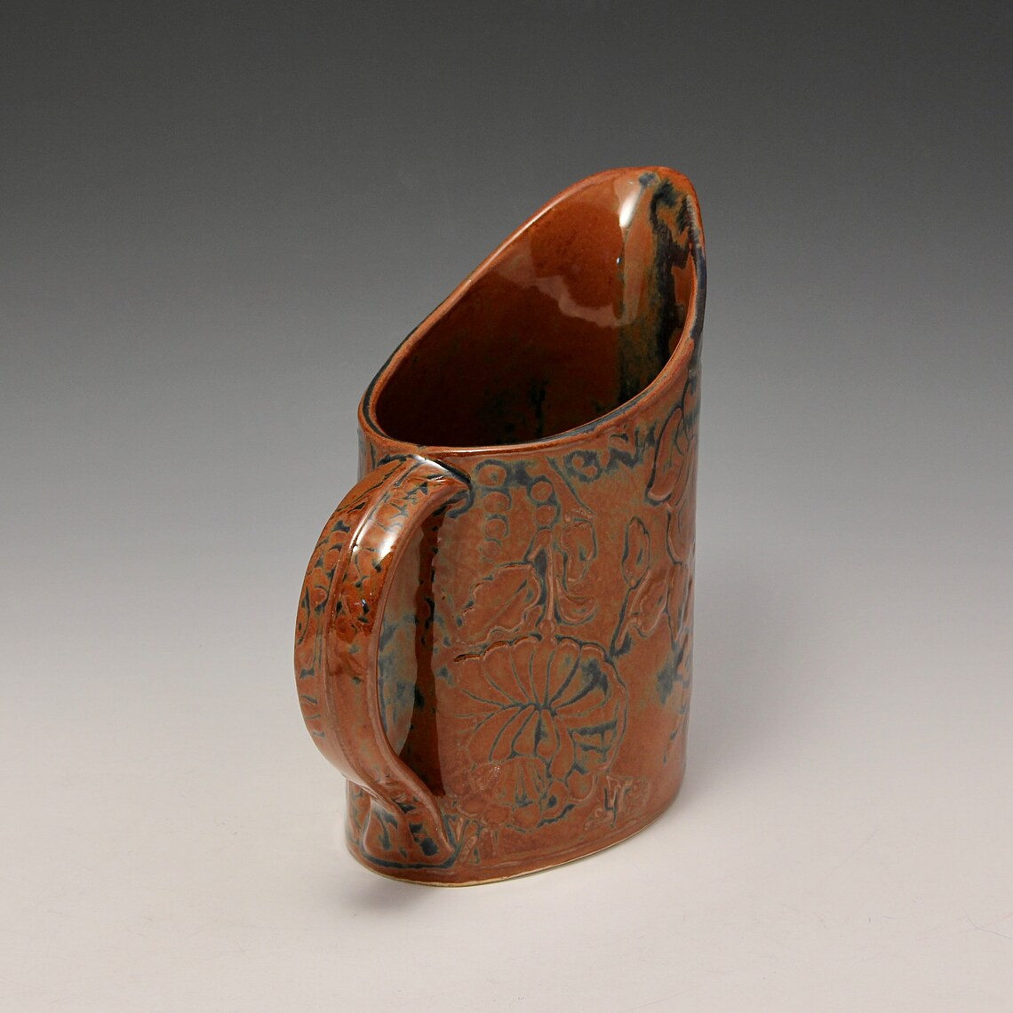 Slab/hand Built Stoneware Pitcher With Brown and Blue Glazes Made by ...
