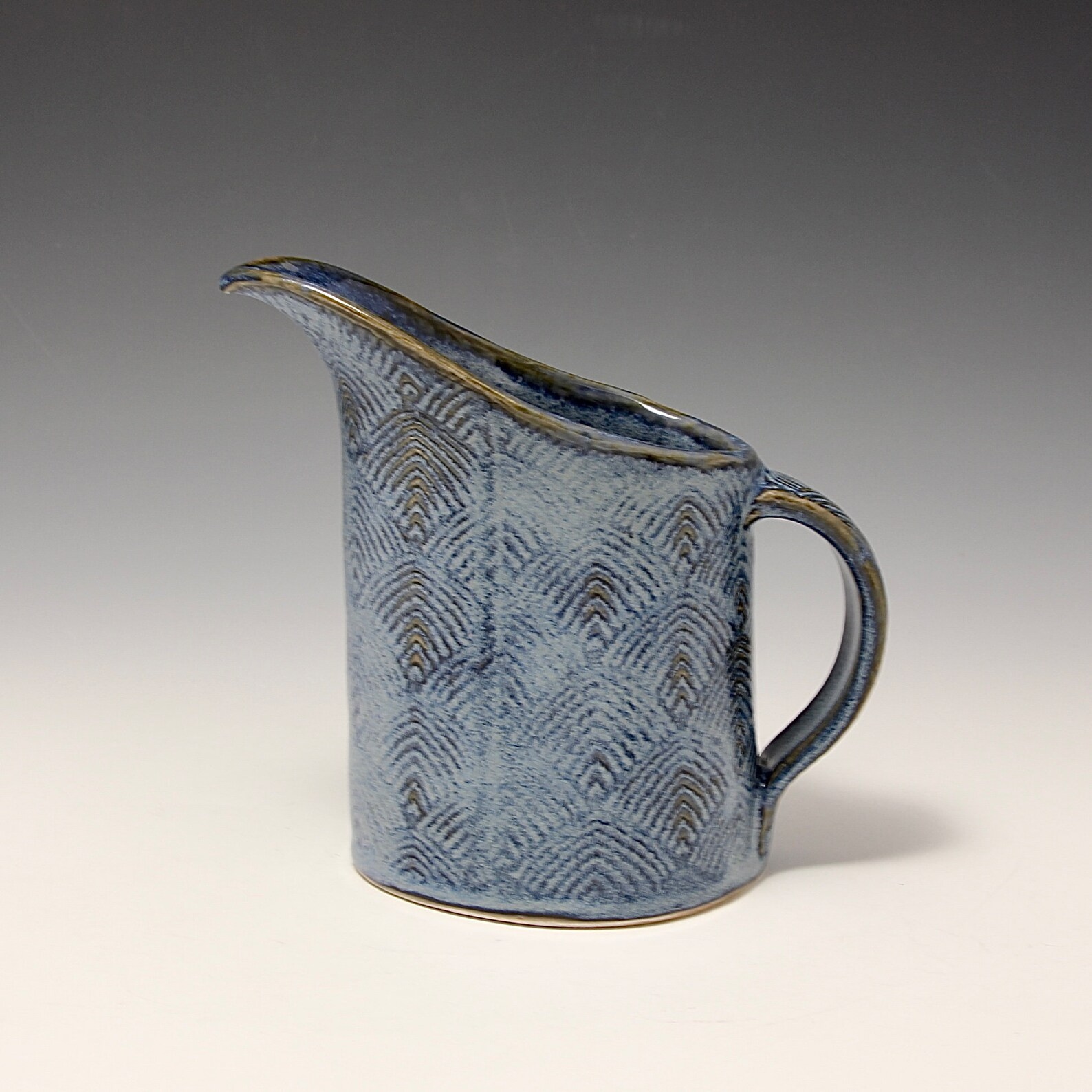 Slab/hand Built Stoneware Pitcher With Grey Blue Glazes Made by Hsin ...