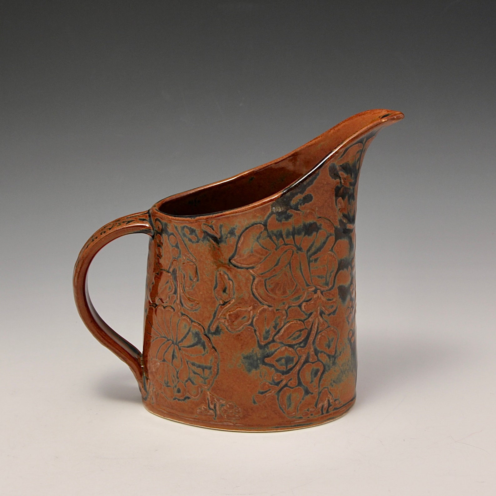 Slab/hand Built Stoneware Pitcher With Brown and Blue Glazes Made by ...