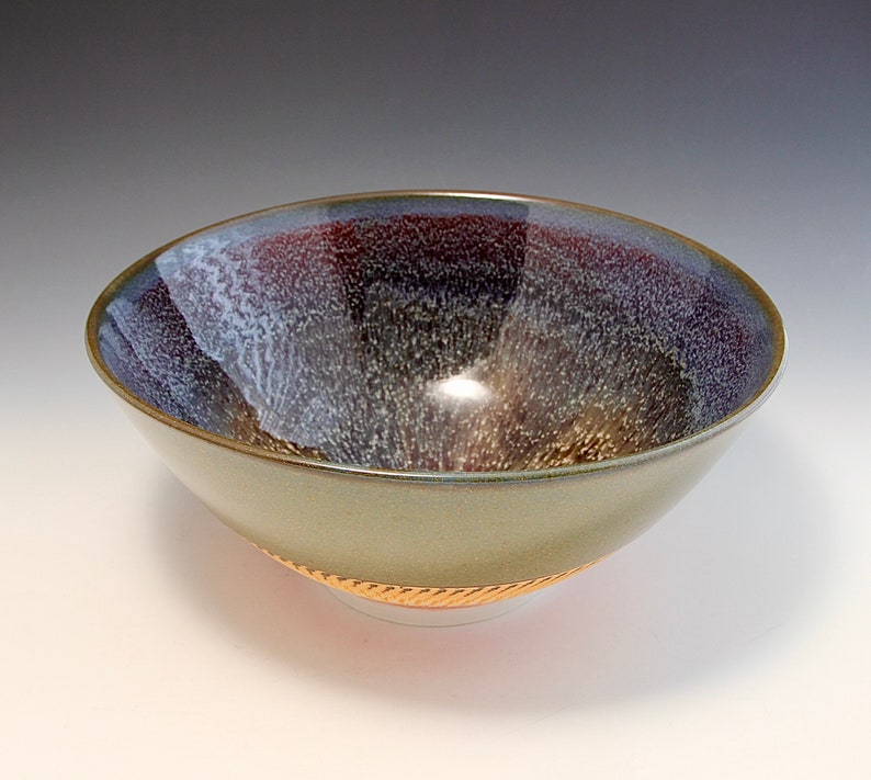 Wheel-thrown Porcelain Bowl With Red, Olive and Blue Glazes With ...