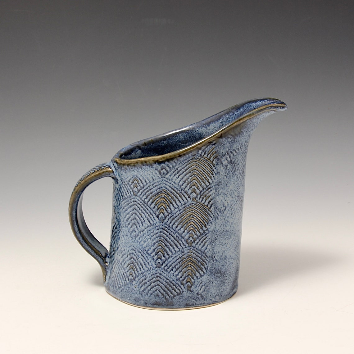 Slab/hand Built Stoneware Pitcher With Grey Blue Glazes Made by Hsin ...