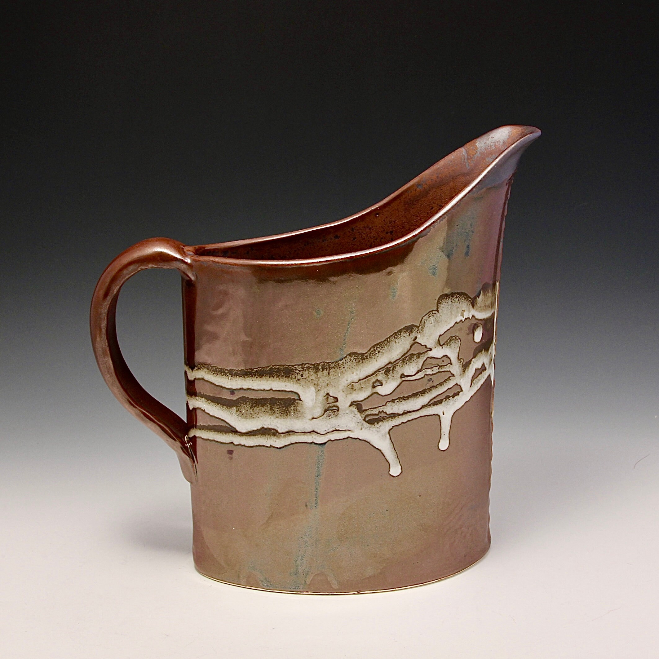 Slab/hand Built Stoneware Pitcher With Brown and White Glazes Made by ...