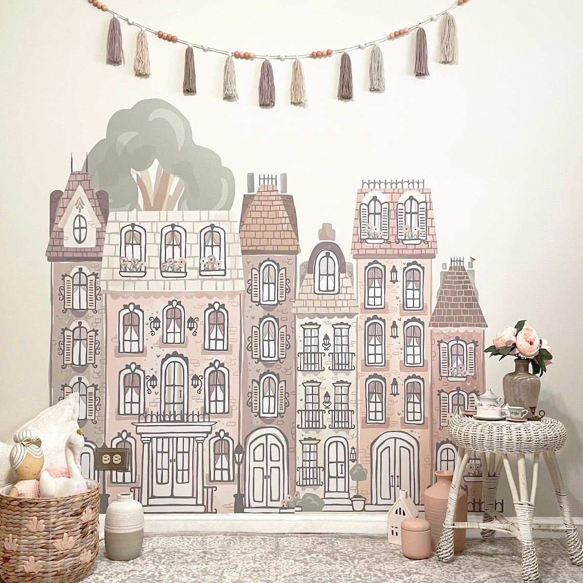 Parisian Village Wall Decal PEEL & STICK Street Town - Etsy