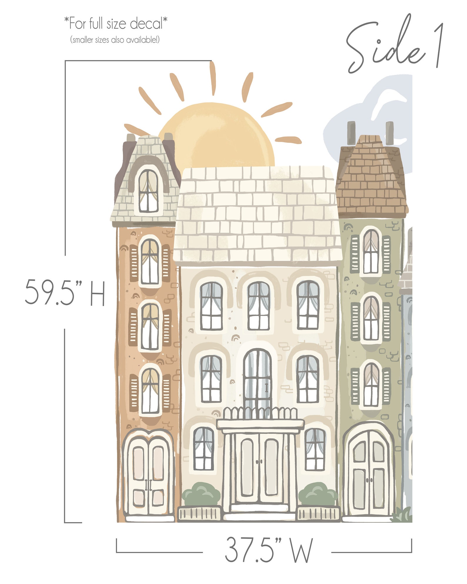 Rainbow Town Decal- PEEL & STICK, Street, Town, Houses, Gender Neutral ...