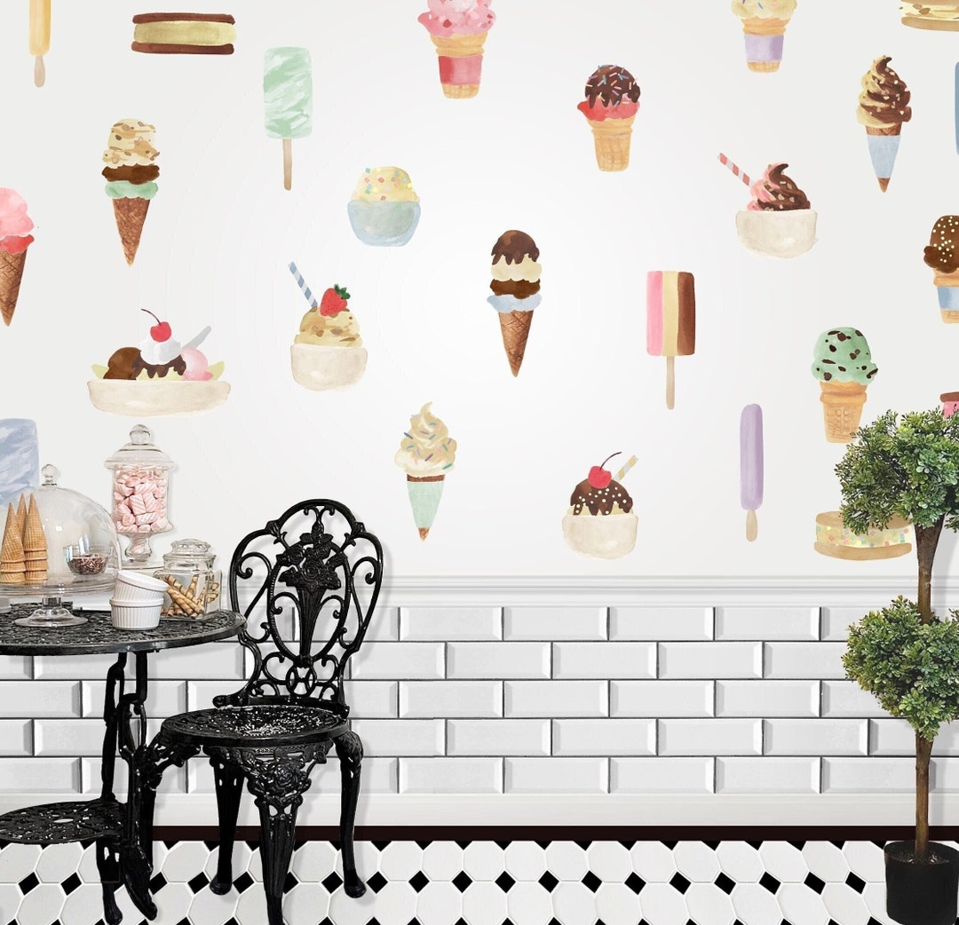 Ice Cream Shop Decals- PEEL & STICK, Sundae, Wall Stickers, Gelato ...