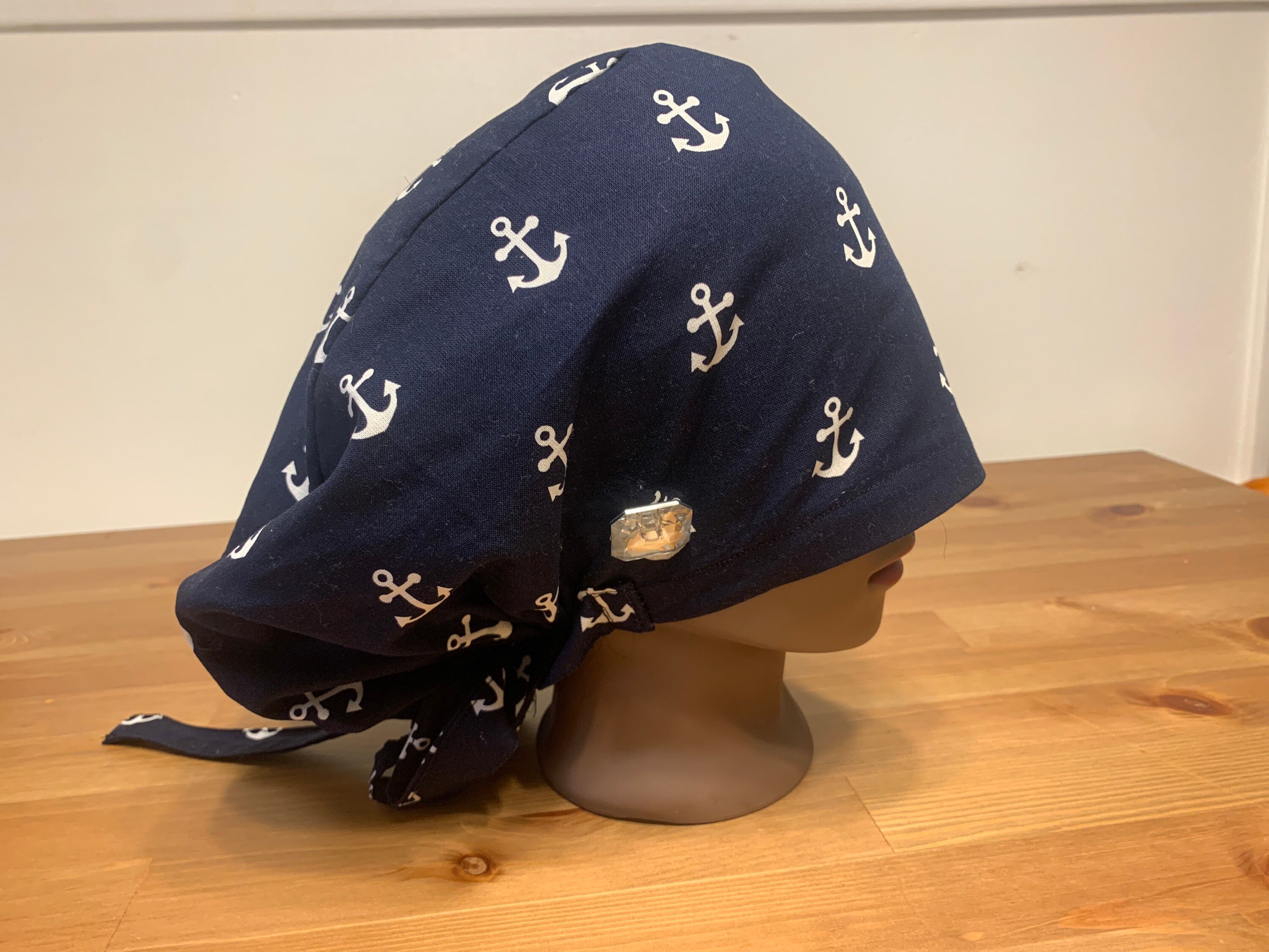 Nautical Scrub Cap Navy Anchor With Buttons Nurse Surgical - Etsy