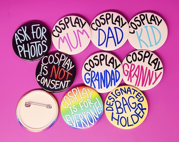 Cosplayer Convention Metal Pin Back Badges/buttons Set of 9 - Etsy