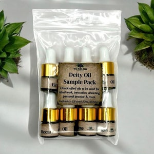 Deity Ritual Oils Sample Set, Goddess and God Crystal Herb Infused Oil ...