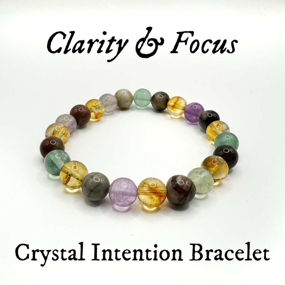 Clarity and Focus Crystal Intention Bracelet, Focus Bracelet, 8mm ...