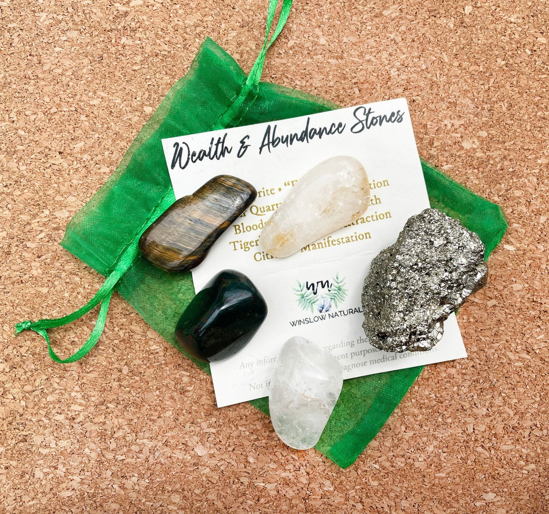 Wealth Crystal Set, Abundance Stones Kit, Prosperity Bag, Money Stones ...