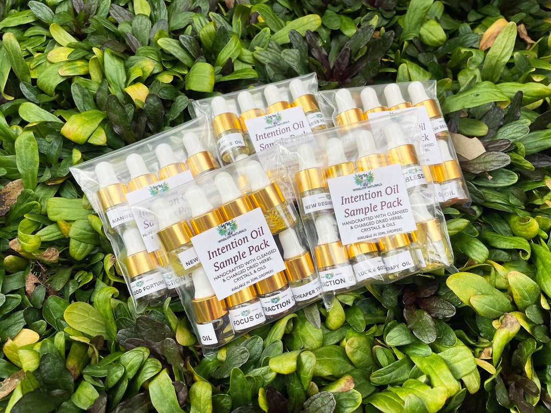 Intention Oils Sample Set, Crystal Infused Oil Travel Sized Pack, Magic ...