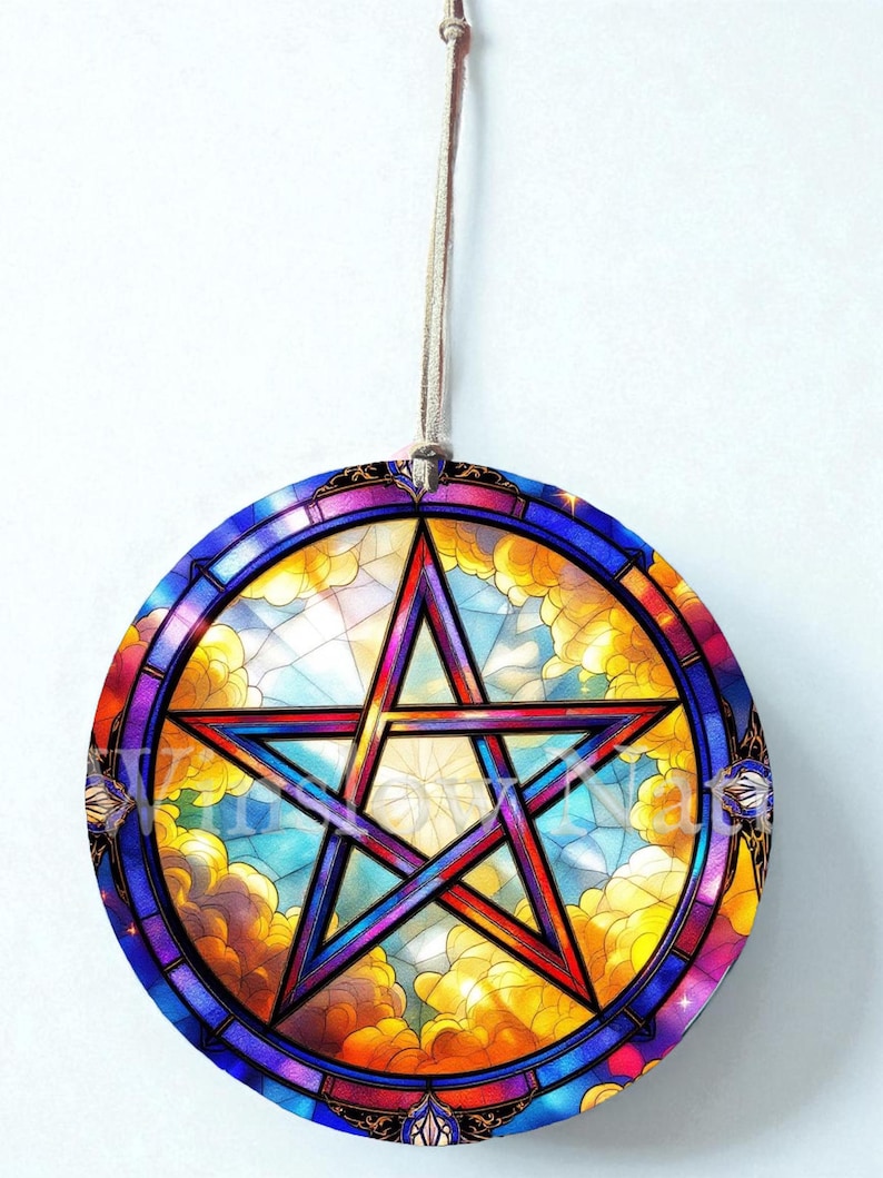 Pentacle 5" Round Hanging, Metal, Wall Hanging, Decor, Witchy Hanging ...