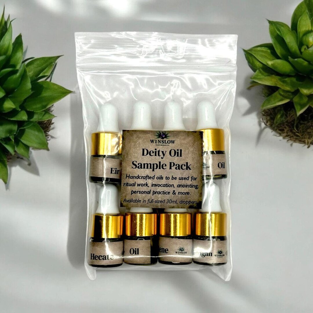 Deity Ritual Oils Sample Set, Goddess and God Crystal Herb Infused Oil ...