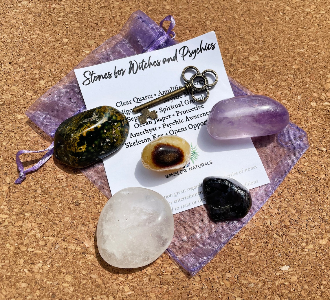 Witches and Psychics Crystal Set, Witchcraft Stones Kit, Psychic Stones ...