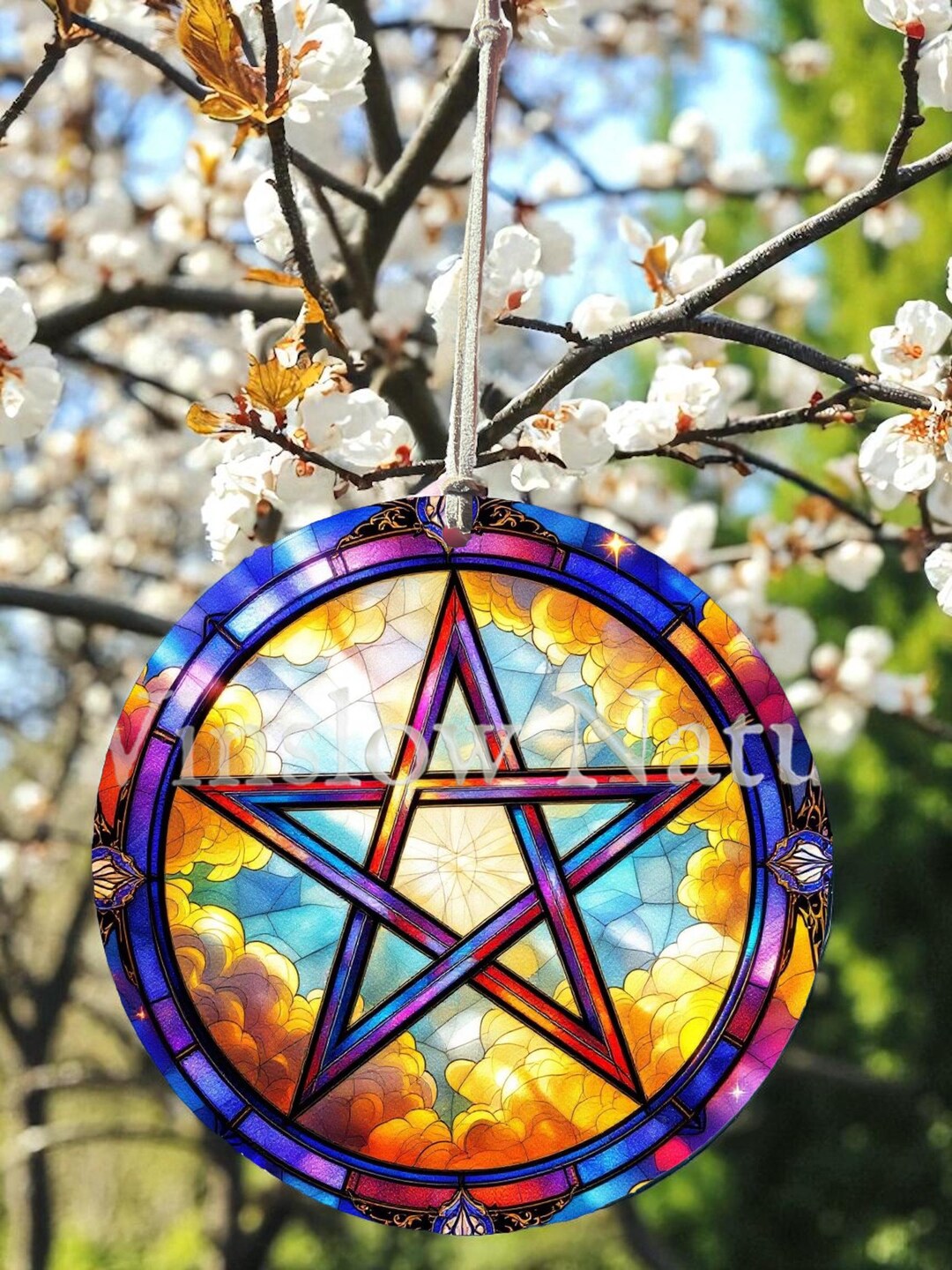 Pentacle 5" Round Hanging, Metal, Wall Hanging, Decor, Witchy Hanging ...